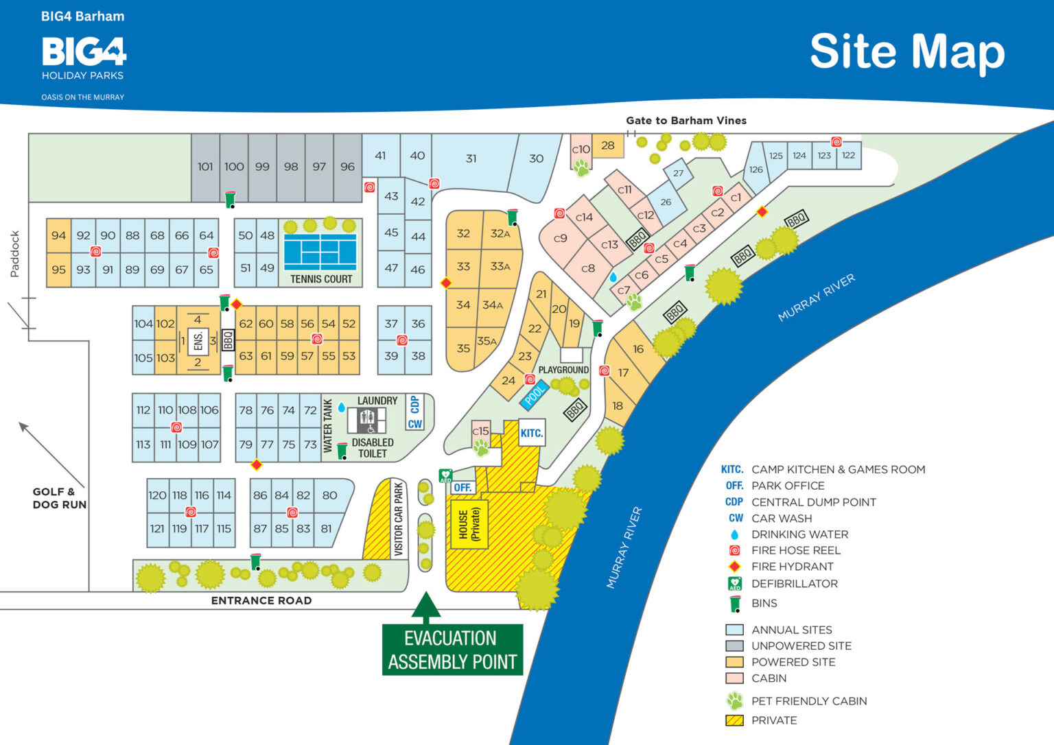 Park Map - BIG4 Barham Caravan Park